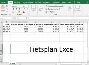 Fietsplan Excel: Bereken belastingvoordeel | Excelweb