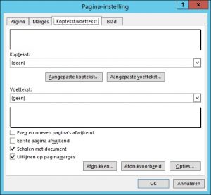 Pagina-instelling | Opties bij het afdrukken | Excelweb